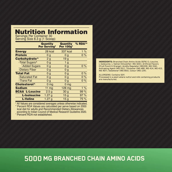 Optimum Nutrition BCAA, 5g BCAAs in 2:1:1 Ratio, 30 servings, For Musc ...