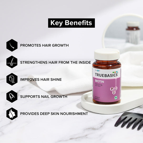 TrueBasics Biotin 10000 mcg, 60 tablet(s), - NutraC - Health ...